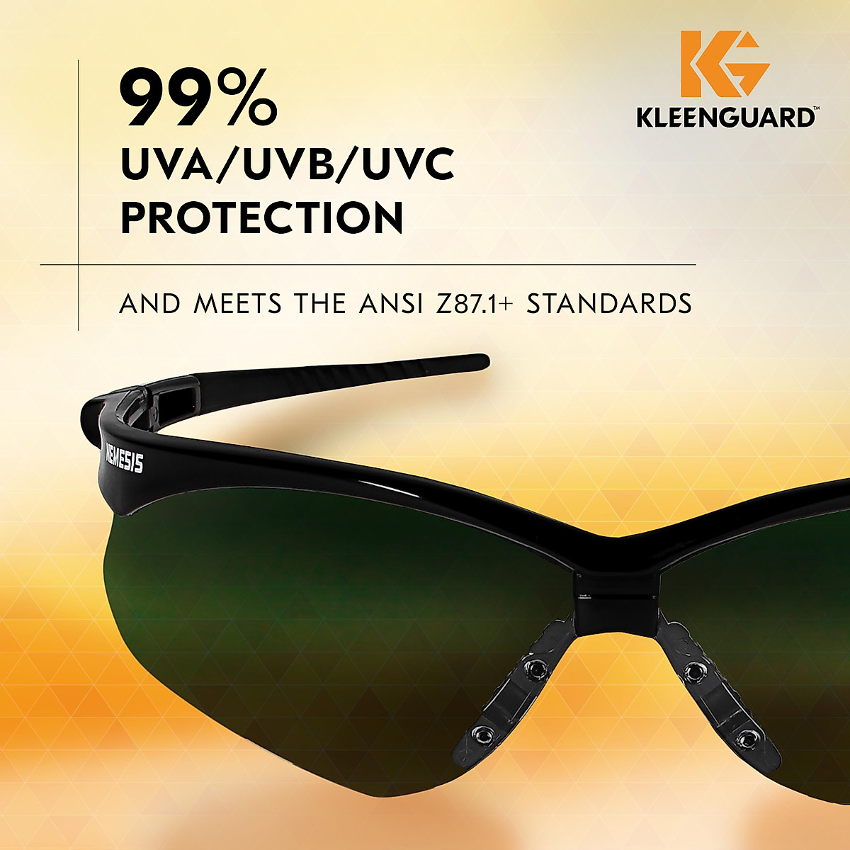 KleenGuard V30 Nemesis Safety Glasses (25671), IRUV Shade 5.0 Lenses with Black Frame, 12 Pairs / Case