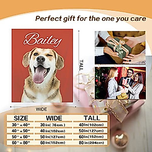 SIMIEEK Personalized Dog Photo Blanket with Name Custom Pet Picture Blankets Throws Customized Dog Portrait Blanket for Adults Kids, 30 to 80 Inches
