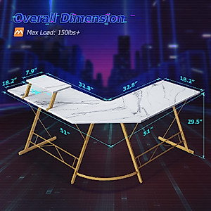 Coleshome L Shaped Desk, 51" Home Office Corner Desk with Shelf, Gaming Computer Desk with Monitor Stand, PC Table Workstation with Shelf