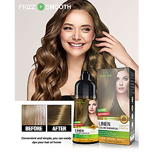 Herbishh Hair Color Shampoo - Magic Gray Hair Dye, Long-Lasting 3-in-1 Coloring Formula, 500ml, Ammonia-Free (Linen)