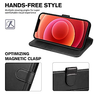 TUCCH Case for iPhone 13 Wallet Case, PU Leather Flip Folio Case with [Shockproof TPU Inner Shell], RFID Blocking Card Holder Kickstand Phone Cover Compatible with iPhone 13 6.1-inch 2021, Black