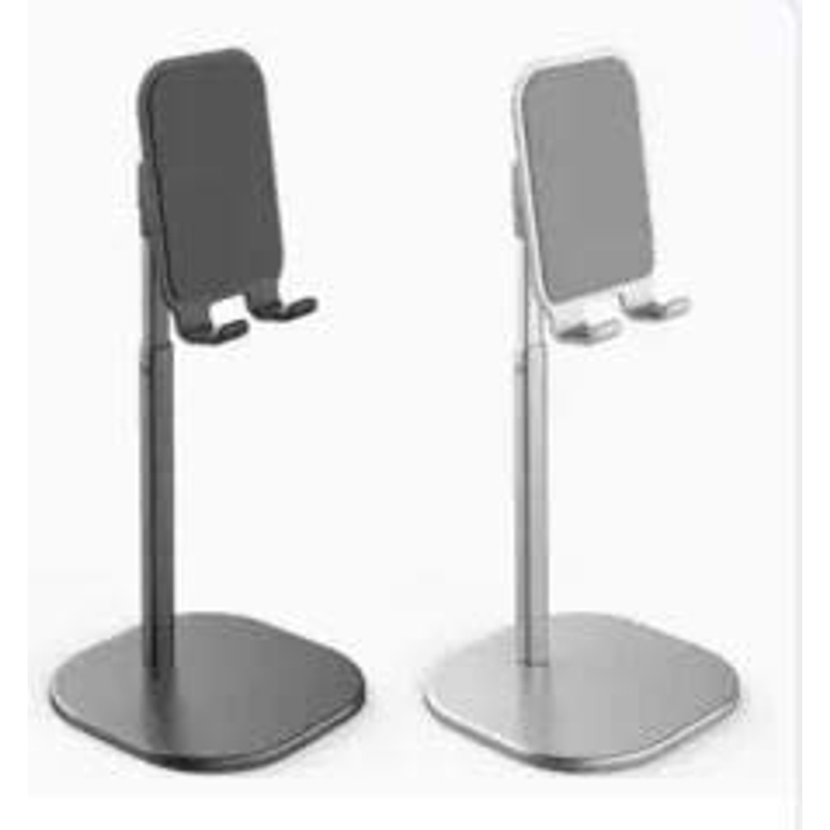 Cell Phone & Tablet Holder Anti-Slip Aluminum Alloy Adjustable Stand Hands-Free Desk Table Device iPhone Samsung iPad Cradle Smartphone Stable Sturdy Quality Easy Assemble Adjusting Height (Silver)
