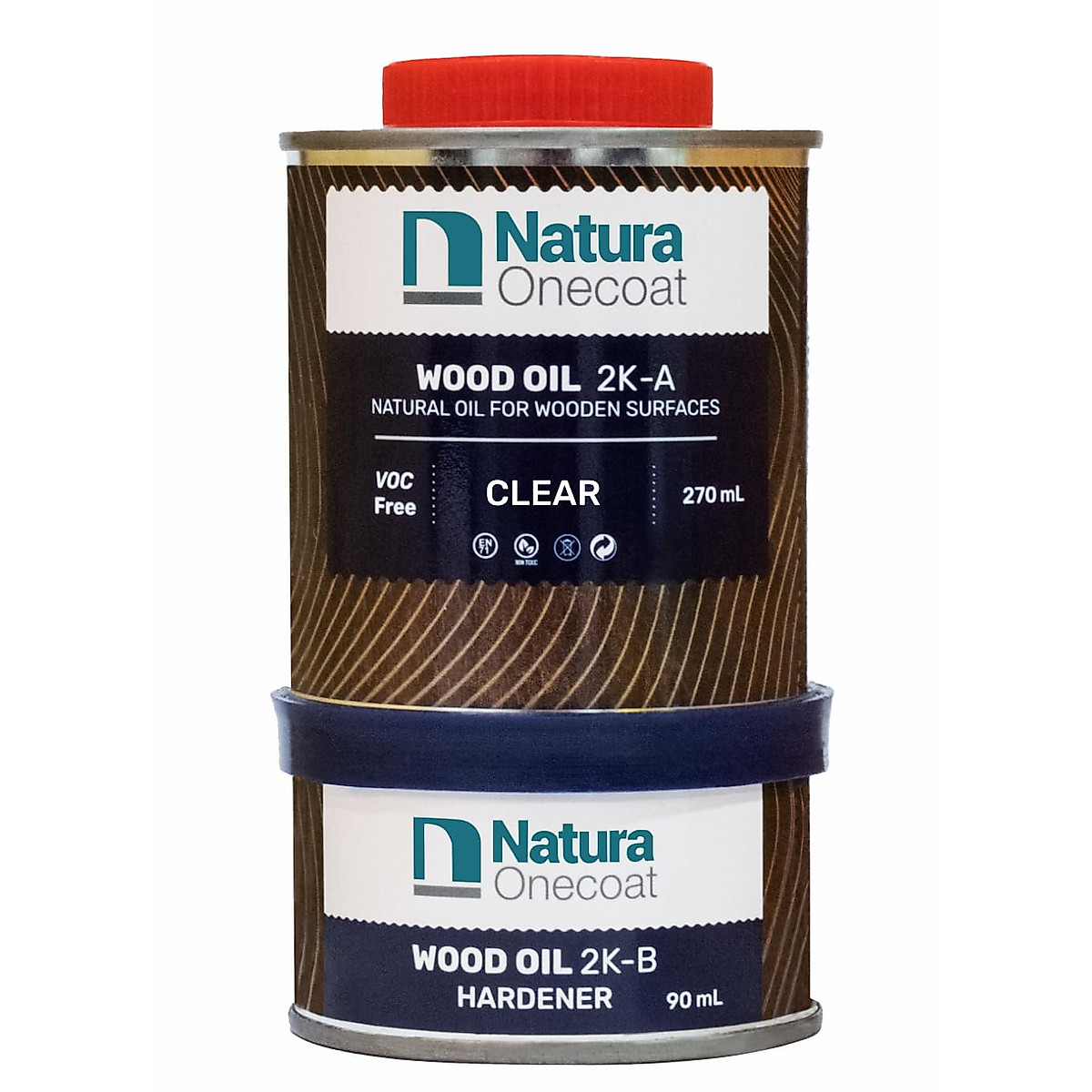 Natura Onecoat 2 Component Wood Stain Oil, 360 mL (12.17 fl oz), Clear, Easy to Apply, Very Low Odor, Linseed Oil, Interior Furniture & Flooring, Dries Fast, VOC/Solvent Free, Durable Hardwax Oil