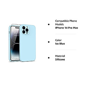 DEENAKIN Compatible with iPhone 14 Pro Max Case with Screen Protector - Silky Soft Silicone - Enhanced Camera Cover - Slim Fit Protective Phone Case for Women Girls 6.7" - Ice Blue