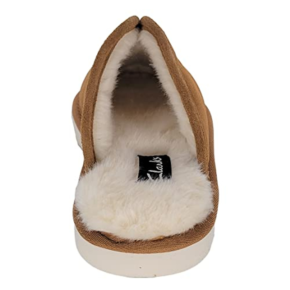 Clarks Mens Open Back Suede Leather Slipper - Plush Faux Fur Lining - Indoor Outdoor House Slippers For Men (13 M US, TAN)