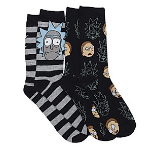 Rick & Morty Casual Socks, 2 Pack, Shoe Size 6-12