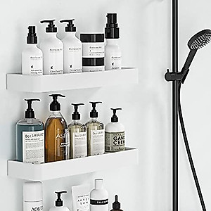 Veefos Bathroom Shelf Shower Organizer 12 Inch, Metal Small Wall Shelf Floating Shelf Bathroom Countertop Organizer Shower Caddy for Wall Storage, No-Drilling Glue & Screw