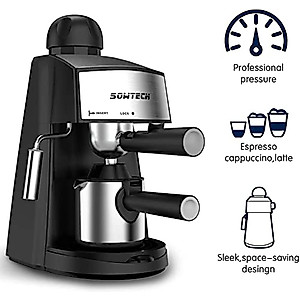 SOWTECH Espresso Machine Espresso Maker Cappuccino Latte Machine with Steam Milk Frother and stainless steel carafe 3.5 Bar 4 Cup