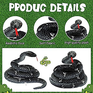 Hiboom Giant Snake Plush Large Stuffed Animal Snake Realistic Stuffed Snake Lifelike Plush Snake Toy Gifts for Birthday Party Prank Props (Black, Gray, 71 Inch)