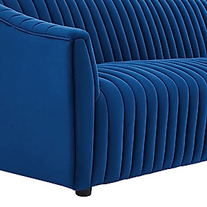 Modway Announce Performance Velvet Channel Tufted Sofa, Navy