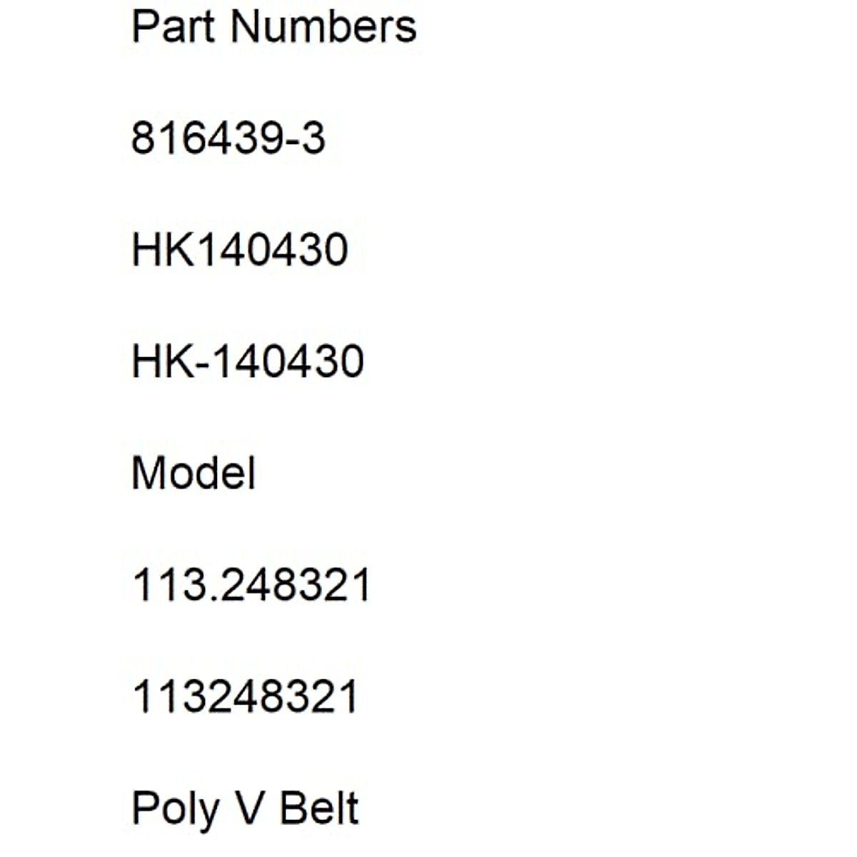 816439-3 HK140430 HK-140430 Drive Belt Compatible with Ridgid 113.248321 113248321 Table Saws