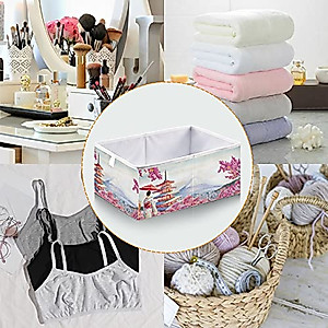 Japan Women Kimono Storage Basket Storage Bin Rectangular Collapsible Nursery Hamper Large Toy Chest Organizer for Boys Girls Toys