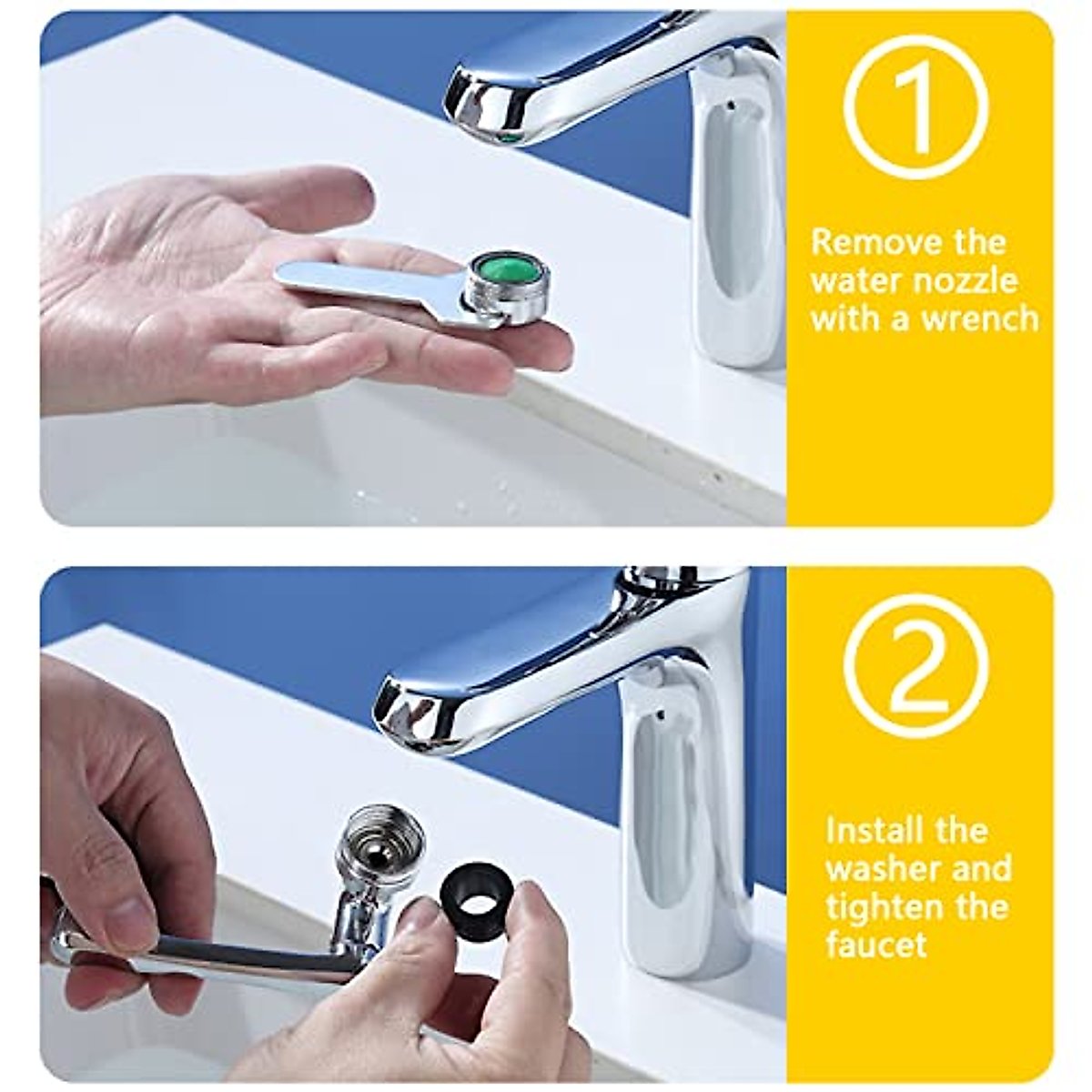 Faucet Extender, 1440° Large-Angle Rotating Robotic Arm Water Nozzle Faucet Adaptor, Universal Splash Filter Faucet with Dual-Water Outlet Modes, Kitchen Sink Aerator Sprayer Head 360°, Black