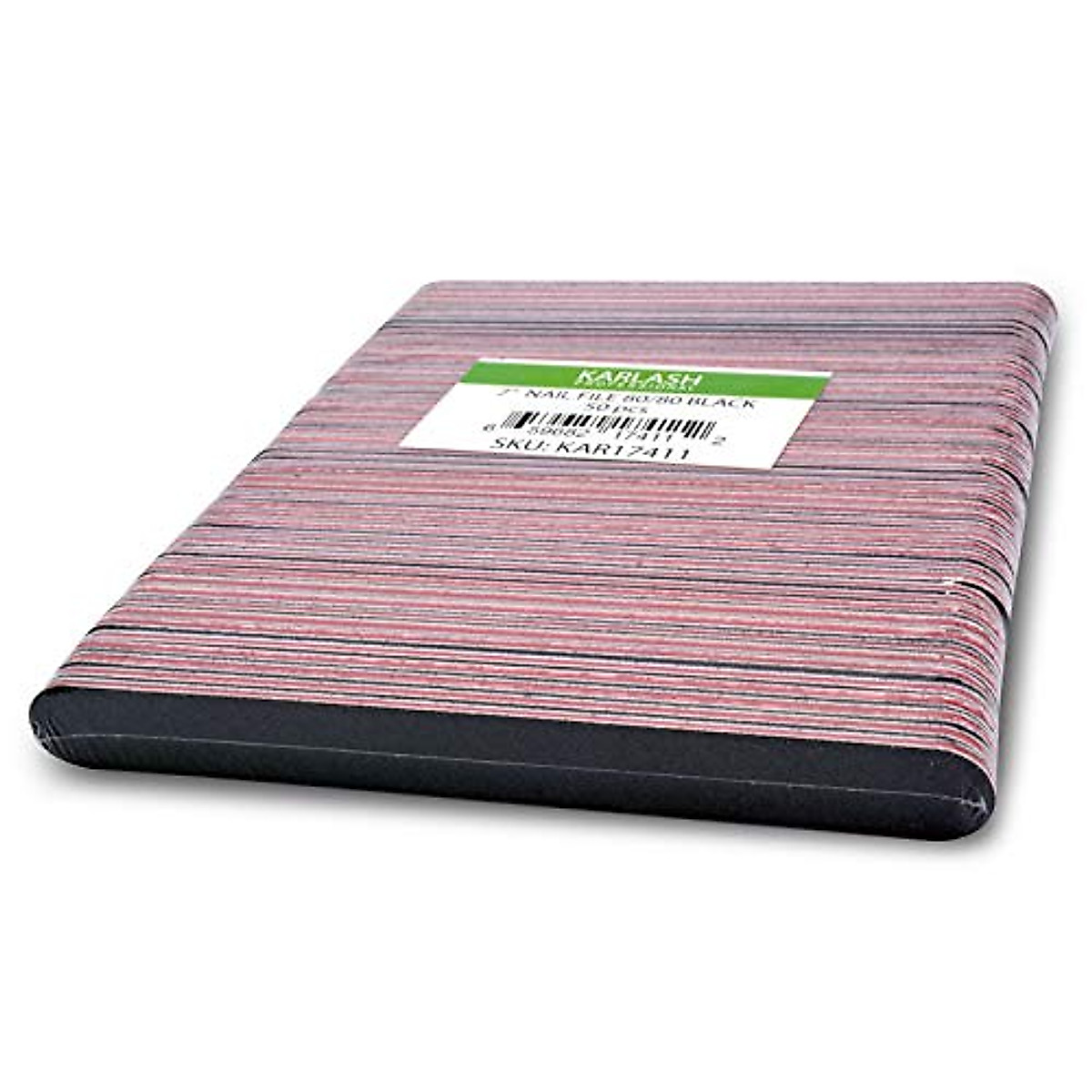 Karlash Professional Double Sided Emery Board 7" Black Nail File 50pcs (80/80 Grid)