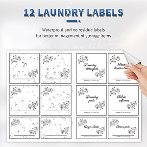 Laundry Room Organization Storage Containers: Laundry Pods Container Dryer Sheet Holder Organizing Storage Jars with Bamboo Lids & 2 Scoops & Labels - for Detergent Powder Scent Booster Beads (3pcs)