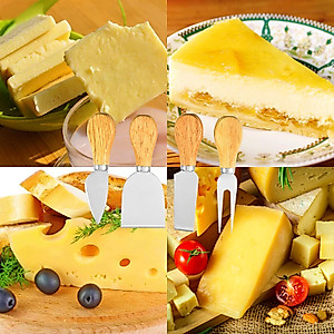 RMAMSCOV Cheese Knife Set, 8 PCS Stainless Steel Cheese Knife with Wood Handle, Butter Knife & Fork Cheese Tools,2 Cheese Knife, 2 Cheese Shaver, 2 Cheese Fork,2 Cheese Spreader