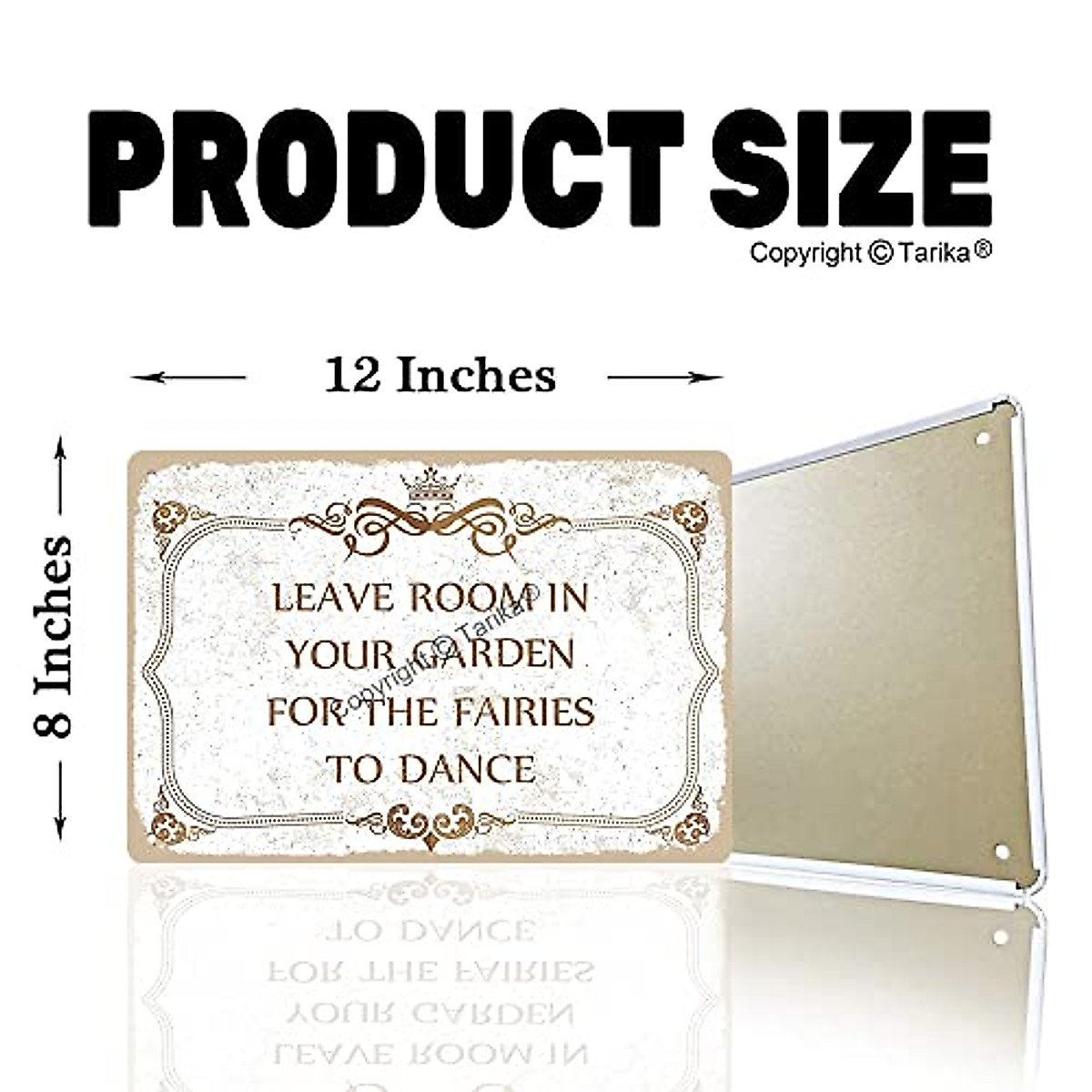 Leave Room in Your Garden for The Fairies to Dance 8X12 Inch Tin Retro Look Decoration Art Sign for Home Kitchen Bathroom Farm Garden Garage Inspirational Quotes Wall Decor