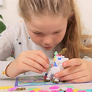 Plus Plus Learn to Build Set, 240 Mini Interlocking Building Blocks, 3D Puzzle Stem & Art Kit Playset - Unicorns