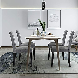 LSSBOUGHT Set of 4 Classic Fabric Dining Chairs Dining Room Chair with Solid Wood Legs, Grey
