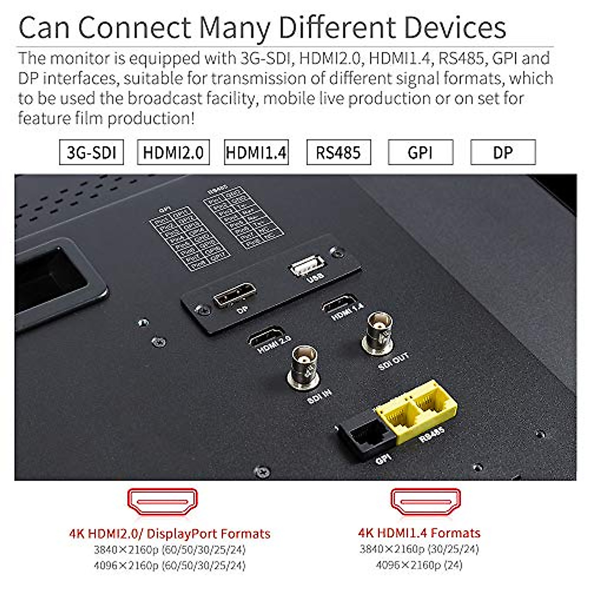 SEETEC LUT215 21.5 Inch Built in De Log 3D LUT Broadcast Studio Monitor 3G-SDI 4K HDMI Full HD 1920x1080 for Post and Live Production Broadcast