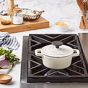 Smith & Clark 1-Quart Enameled Cast Iron Dutch Oven Pot with Lid, Ivory White