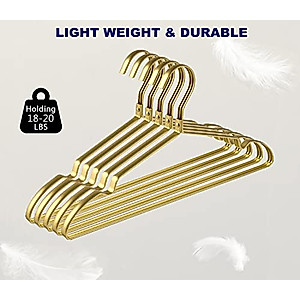 Amber Home Premium Matte Gold Aluminum Coat Hangers 20 Pack, 16.5” Extra Smooth & Durable Metal Shirt Dress Hanger, Light & Sturdy Metal Rack for Jacket Trouser Pant Slack