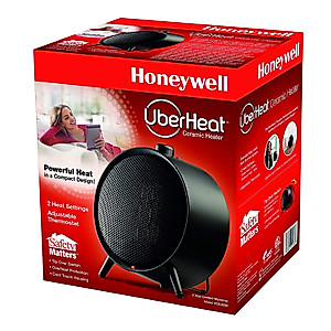 Honeywell UberHeat Ceramic Heater for Powerful Personal Heating in Small Spaces, Black - HCE200B