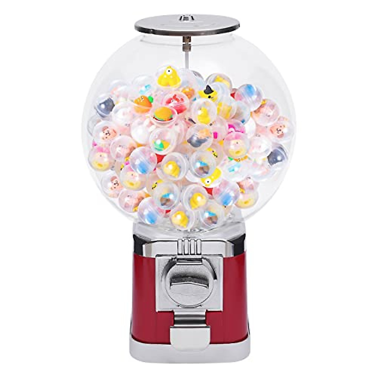 Gdrasuya10 Vending Machine, 18.11" Big Bubble Gumball Machine Lockable Candy Gumball Dispenser Machine Large Capacity Toy Vending Machine for 1.26inch Ball or Candy, Red