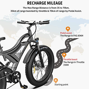 JUGTL Electric Bike Fat Tire 48V 15AH Removable Lithium Battery Mountain Bicycle Shimanos Bicycle Full Suspension MTB Bikes for Adults (Grey)