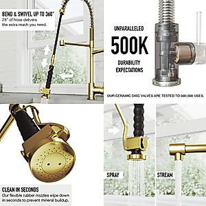 VIGO VG02007MGK2 27" H Zurich Single-Handle with Pull-Down Sprayer Kitchen Faucet with Soap Dispenser in Matte Gold