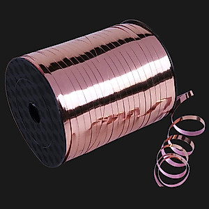 Teemico 500 Yards Rose Gold Crimped Curling Ribbon Roll Foil Balloon Ribbon for Wedding Birthday Party Balloons Decor Gift Bouquet Wrapping