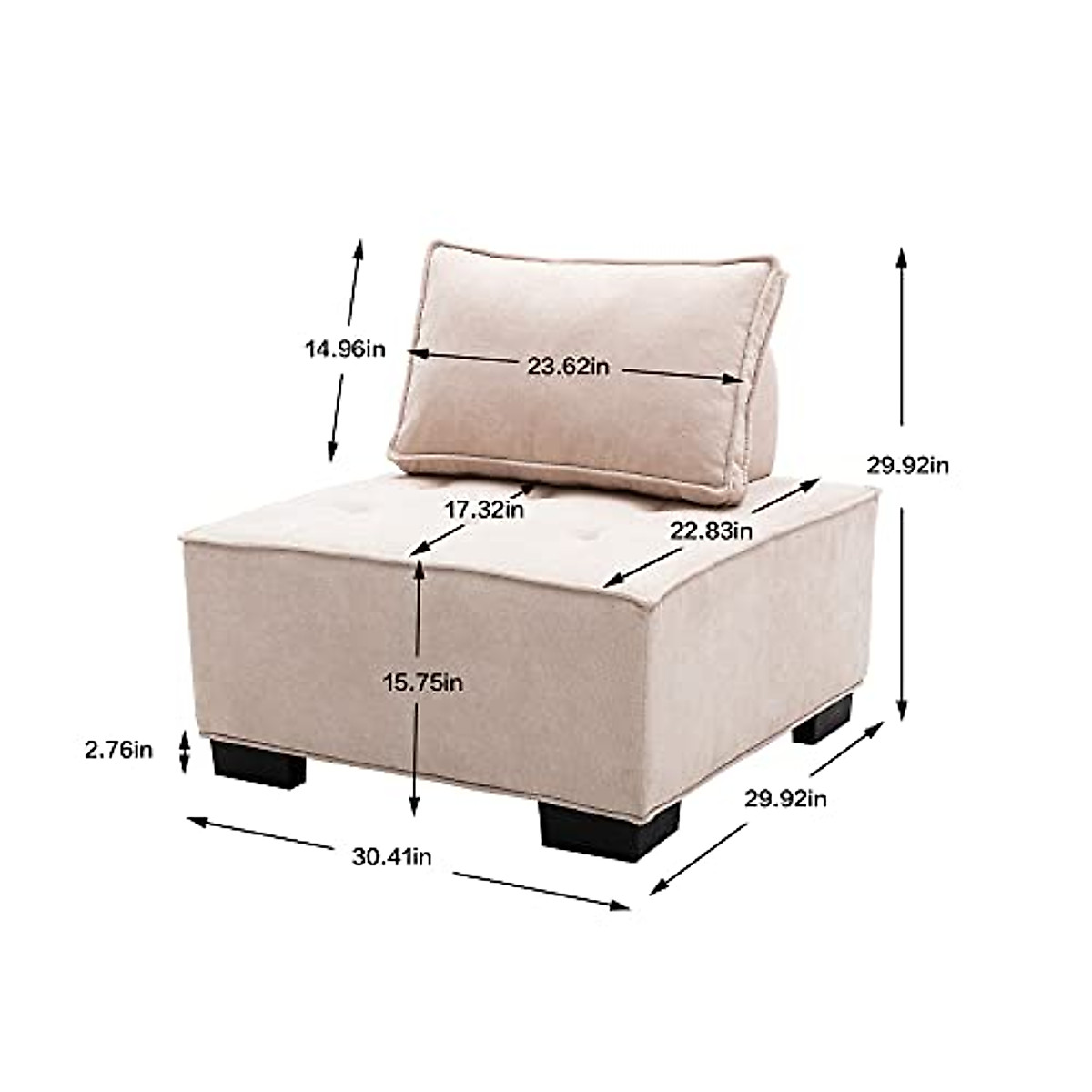 voqoomkl Single Sofa Chair, Accent Chairs, Lounge Floor Couch Foam Bed Chair for Living Room Bedroom, Lazy Chair with Pillow, Beige