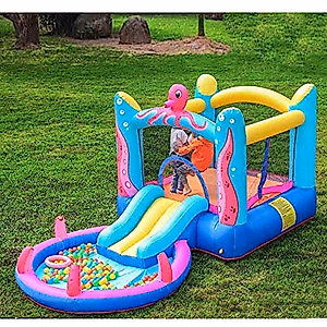 Baby Toys Bouncy Castles, Children's Inflatable Castle, Kid Slide Toys, Children's Playground Inflatable Trampoline, for Indoor and Outdoor