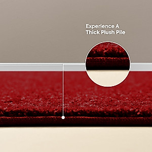 Bright House Solid Color Oval Shape Area Rugs Red - 5' x 7' Oval, Indoor, Stain & Fade Resistant, Perfect for Living Room, Bedroom, Dining Room, Entryway, Doorway, Pet & Kids Friendly Rug, Wedding