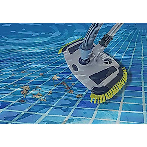 Aqua Select Weighted Pool Vacuum Head with Side Brushes for Cleaning Above Ground & Inground Swimming Pool | Flexible Handle with EZ Clips | Quickly Clean Walls, Corners and Slopes