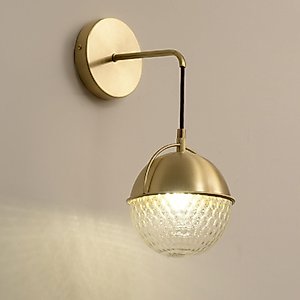 AAMNA Industrial Wall Light Fixtures with Globe Glass Shade, Indoor LED Wall Sconces Minimalist Modern Wall Lamp, Cordless Brass Wall Lamp for Bathroom Hallway Kitchen Mirror