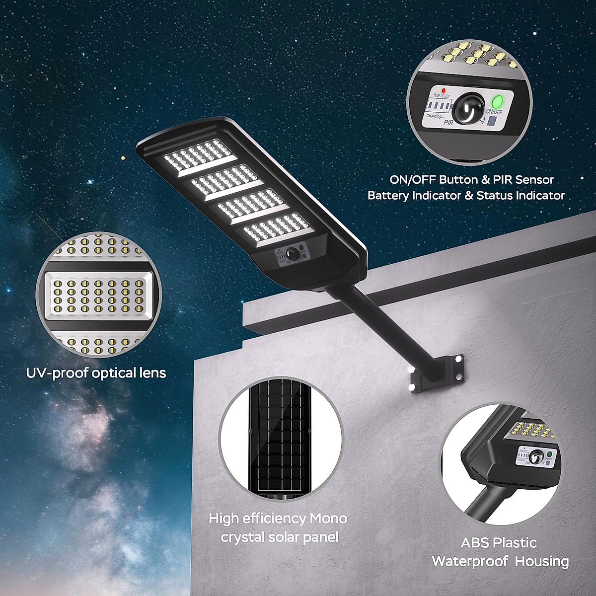 Varmtalys Solar Street Lights Outdoor Waterproof IP65, Motion Sensor Solar Street Lamps with Remote, Dusk to Dawn LED Street Lights for Yard Garden Garage with Bracket (1 Pack)