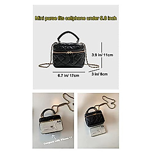 Dboar Women Mini Quilted Purses, Small Crossbody Black Shoulder bag, Trendy Clutch with Chain Strap Leather (Mini, Black)