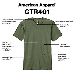 American Apparel Unisex Tri-Blend Track T-Shirt, Style GTR401, 2-Pack, Tri-Coral (2-Pack), Medium