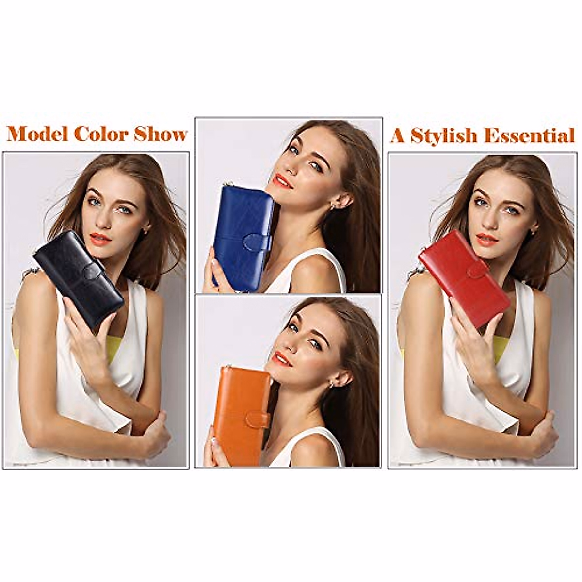 FFpaw Women Wristlet Wallet Large Capacity RFID Blocking PU Leather Clutch Wallet Travel Zipper Purse for Girls