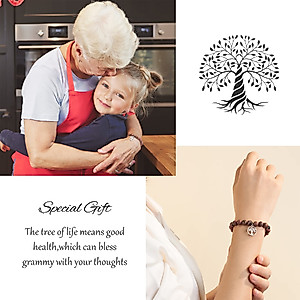 LAVEIR Redbean Tree of Life Bracelet, Grammy Style, for Grandma, Birthday, Mothers Day Gifts from Granddaughter Grandson