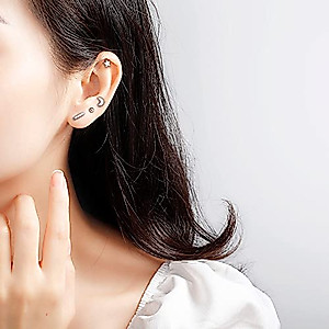 Rofeego Sterling Silver Ginkgo Leaf Initial Stud Earrings for Girls Women Sensitive Ears,Tiny Hypoallergenic Cartilage Post Earrings with Gift Box