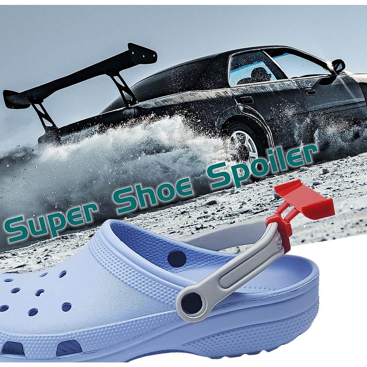 YIPUKIYI Car Spoilers Shoe Charms 2 Pack Shoe Spoilers Charm, Noticeable Shoe Charm Accessories, Decorative Shoe Charms for Shoe Buckles Supercar Spoiler (Carbon Fiber)