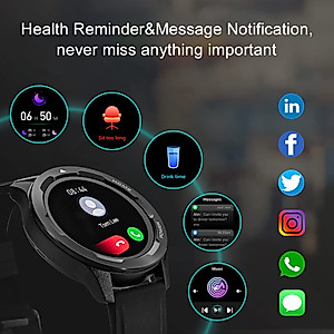QinsanJSC Water Resistant Military Watch for Mens Smart Watch for Android Phones Sports Smart Watch(dail and Text) Fitness Watch for Men with Voice Control, Activity Tracker for BT, SaO2,HR,BP