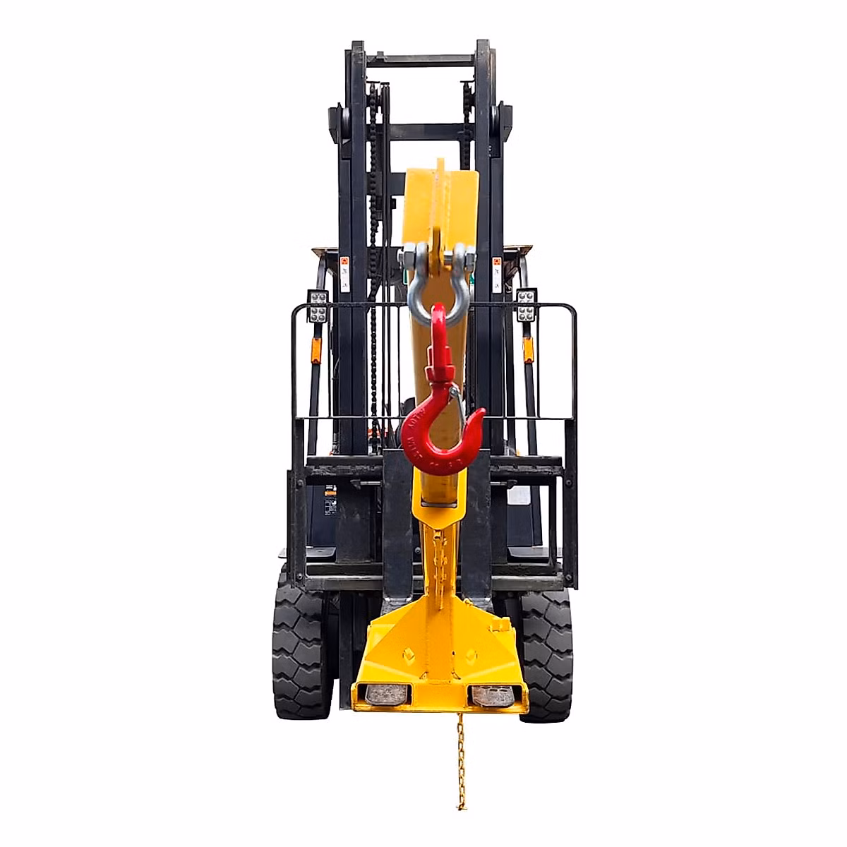 INTBUYING Adjustable Forklift Jib Boom Crane, Lifting up to 4400LB/2T, with a Mobile Crane Hoist and Truss Hook Extension Attachment Ranging from 63-98in, for Forklift Towing and Handling Equipment