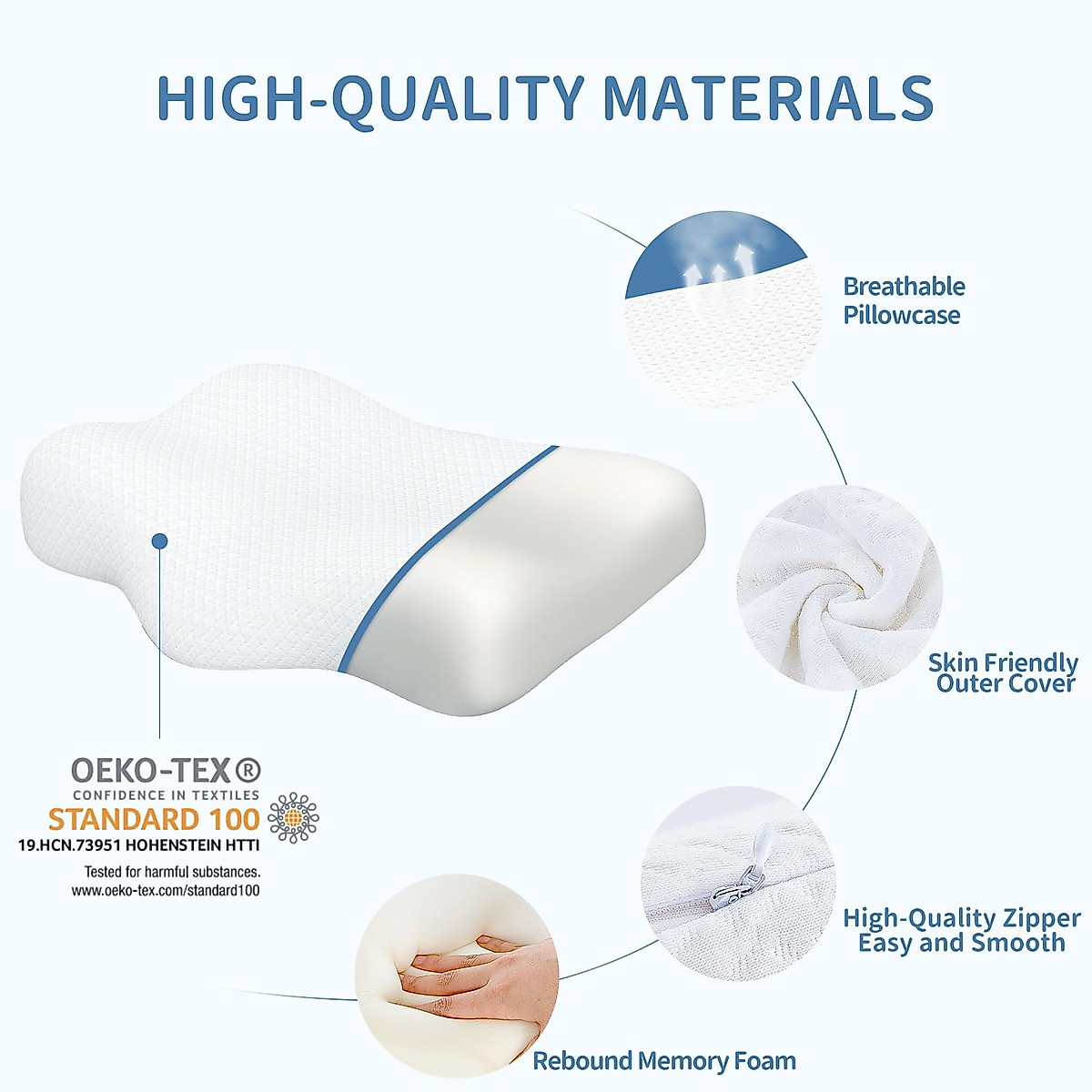 napz Contour Cervical Pillow for Neck and Shoulder Pain Relief, Ergonomic Memory Foam Support Pillow 2 Heights of Soft Bed Pillow for Sleeping, Orthopedic Neck Pillow for Side Back Stomach Sleeper