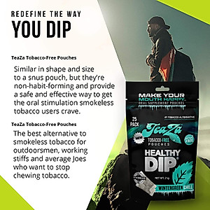 Teaza Energy Pouches, Tobacco Free Nicotine Free, Smokeless Alternative Snuff Healthy Chewing Tobacco Alternative, Minty Flavors Combo | 1 Wintergreen Chill & 1 Cool Mint Chill | 2 x 25 Pouch Packs