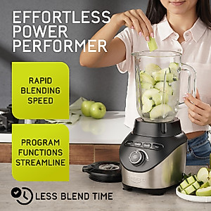 Universal 1500 Watt Turbo Elite Max Blender, 71oz - 9-cup / 2.1 Liter Glass Pitcher, Premium Blender for Smoothies, Sauces, & Batters, 3 Speed Settings, Powerful 6 Stainless Steel Blades