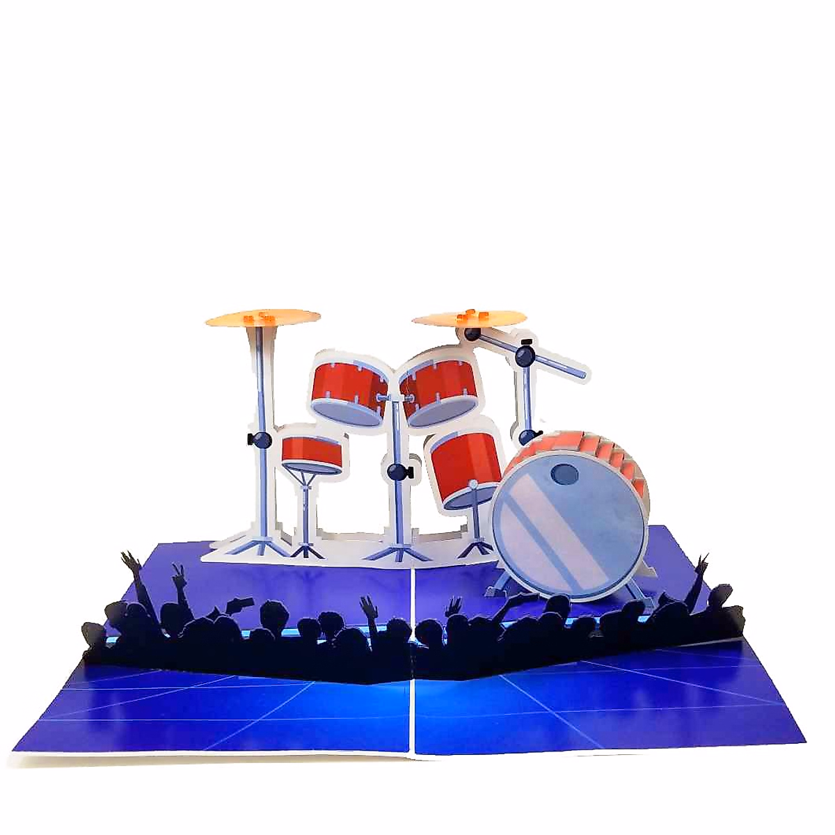 POP CARD EXPRESS Band Drum 3D Pop Up Birthday Card (Blue) - Happy Birthday Pop Up Card, Congratulations Card, Retirement - Music Teacher Gift, Musician, Student, Band Gift, Graduation