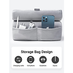 UGREEN Tablet Pillow Stand for Lap Soft Holder Bed with 3 Viewing Angles Adjustable Home Office Accessories Compatible for iPad Pro 13 12 11 10.5 Air Mini 5 4 3 2 Phone 16 15 14 E-Reader Grey